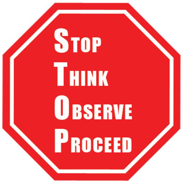 DuraStripe Floor Safety Sign, Stop Think Observe Proceed - Correct Products