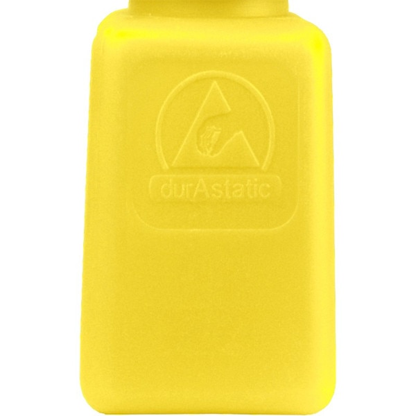 Menda 35276 durAstatic Dissipative HDPE Yellow Square Bottle with One-Touch Pump, 6 oz