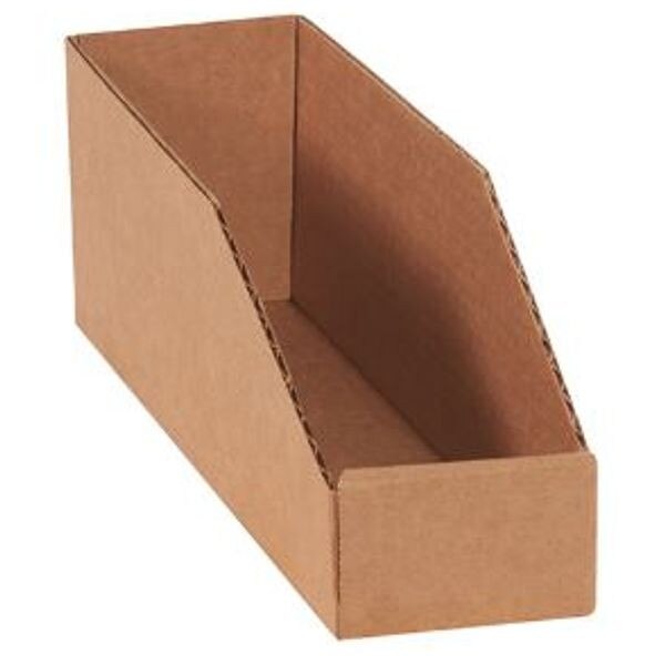 Kraft Corrugated Open Top Cardboard Bins, 3" x 12" x 4-1/2", 50/Bundle