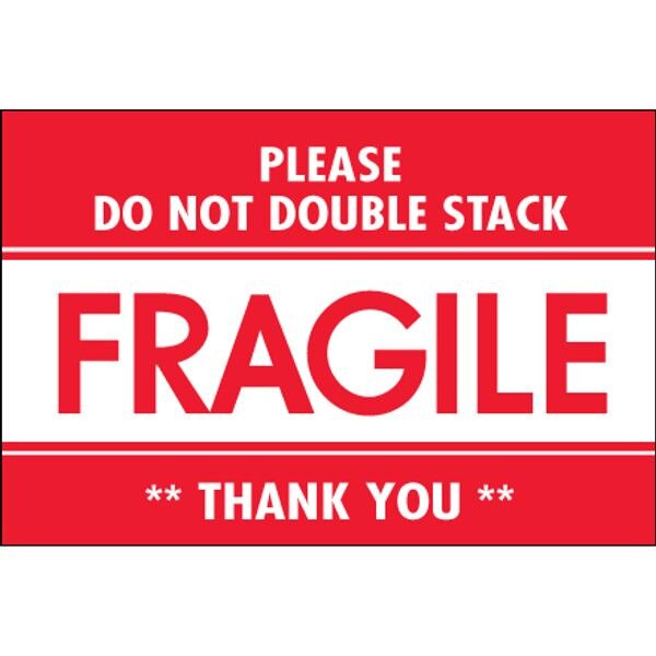 DL2158 Fragile -Do-Not-Double-Stack-Lables, 2" x 3" - Correct Products