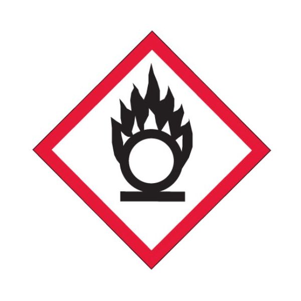 DL4146 Flame Over Circle Label, 1" x 1" - Correct Products