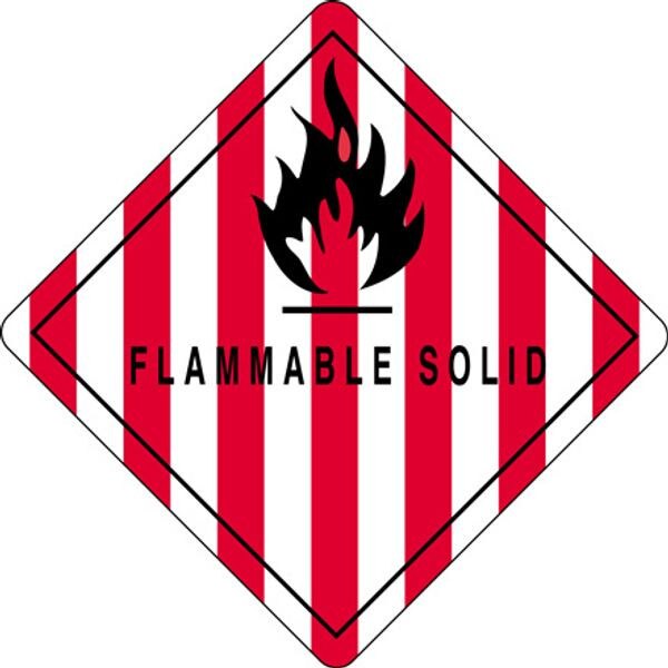 Flammable Solid Label, 4" x 4", 500/Roll