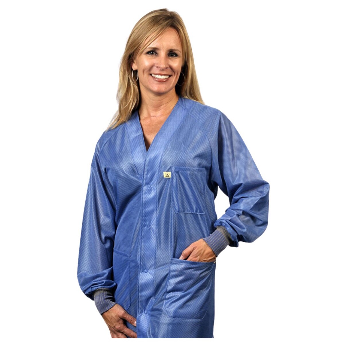 Tech Wear HOJ-23C | Blue V-Neck ESD Jacket | Lightweight | Correct Products