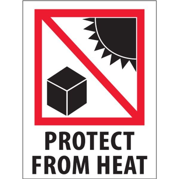Protect from Heat Label, 3" x 4", 500/Roll