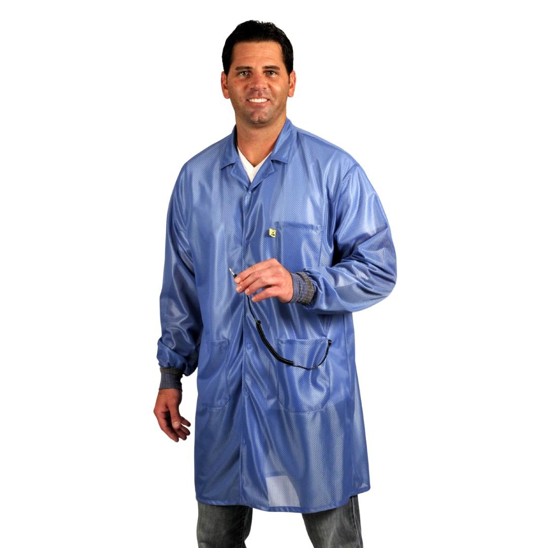 Tech Wear LOC-23C | Blue ESD Lab Coat | ESD Knit Cuffs | Correct Products