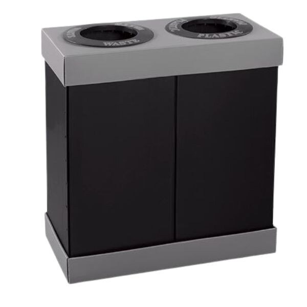 Corrugated Plastic Two Bin Trash System, 28 Gallon